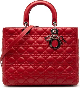 Dior Hobo Bags - Large Lambskin Cannage Lady Dior - Gr. unisize - in Rot - f&uuml;r Damen