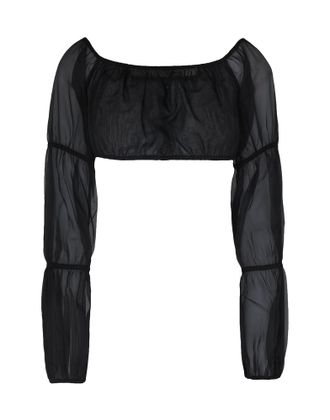 8 by YOOX CRINKLED VOLUME BELL SLEEVE CROP TOP