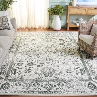 Safavieh Distressed Teppich für Wohnzimmer, Esszimmer, Schlafzimmer - Adirondack Collection, Kurzer Flor, Elfenbein und Grün, 183 X 274 cm