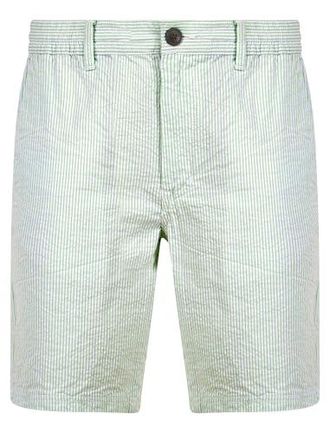 Tokyo Laundry Myrtos Short chino en coton seersucker ray&eacute; teint en fil de coton pour homme, Vert limon, L