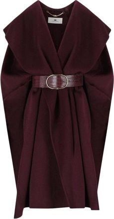 Elisabetta Franchi Femme, Vestes, Rouge, Taille: 36 FR Cape en drap de laine double
