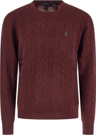 Polo Ralph Lauren Pull en laine et cachemire &agrave; torsades - Homme - Pulls - Rouge - Taille: M