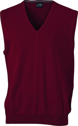 James & Nicholson Herren Westen V-Neck Pullunder, Bordeaux, XXXL, JN657 bd