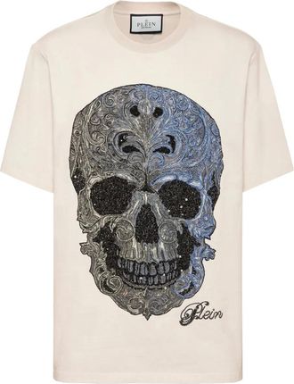 Philipp Plein t-shirt imprim&eacute; t&ecirc;te de mort - Blanc