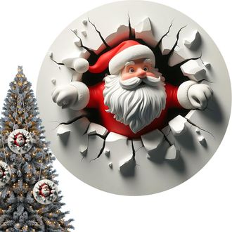 Generic Weihnachtsmann-Schild, Wanddekoration mit Weihnachtsschildern, Weihnachtsbaumdekoration mit Weihnachtsmannschild, runde Schilder f&uuml;r Vordert&uuml;ren, Weih