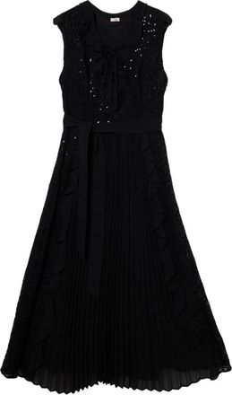 Oltre Femme, Robes, Noir, Taille: 38 FR Robe midi &agrave; volants et sequins