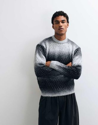 Obey pull col rond en maille &agrave; rayures d&eacute;grad&eacute;es noir multicolore