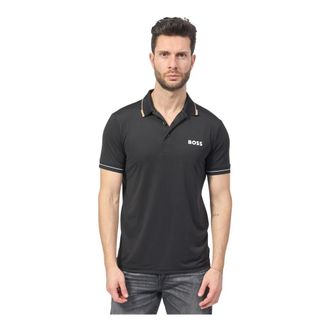 HUGO BOSS Homme, Tops, Noir, Taille: L Polo Noir en Coton avec Logo