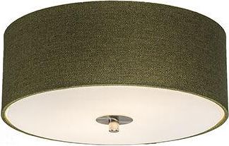 QAZQA drum jute - Plafonnier avec Abat-Jour - 4 lumière - Ø 500 mm - Vert - Rustique, Moderne - éclairage intérieur - Salon I Chambre I Cuisine I