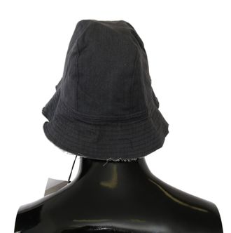 Costume National Womens Black Washed Wide Brim Outdoor Bucket Hat Cotton Blend