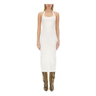 The Attico Kleid mit Schnallenverzierung und Neckholder-Ausschnitt in Midil&auml;nge - - Dresses - Damen - Wei&szlig; - M