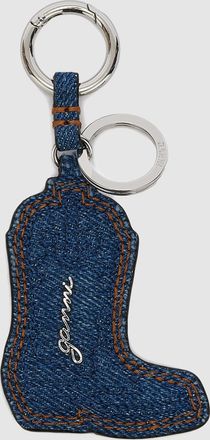 Ganni Porte cl&eacute;s Western Boot Keyring Denim Navy Peony