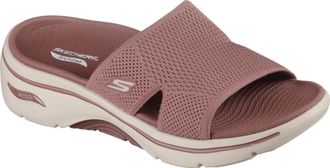 Skechers Pantolette SKECHERS GO WALK ARCH FIT 2.0 SANDAL-, Damen, Gr. 42, braun, Textil, Schuhe Pantolette, Strandschuh, Slipper mit ArchFit Laufsohle, Topsell