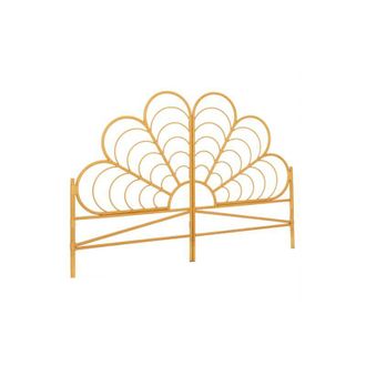 IDMarket Idmarket - Kopfteil mit Fu&szlig; ivy 160 cm Rattan-Effekt in Blumenform