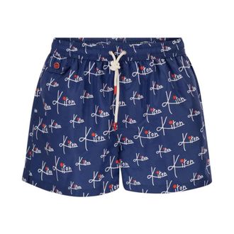 Kiton Maillot de bain short imprim&eacute; logo - Homme - Maillots de bain - Bleu - Taille: XL
