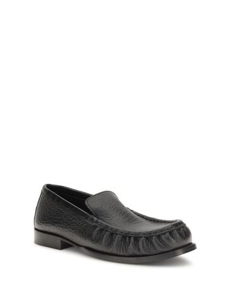 Dries Van Noten Womens Loafers Grained Calf Leather Black