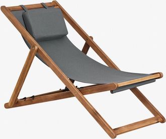 Sklum Klappbare H&auml;ngematte mit Kissen aus Holz Kardis Grau Graphit