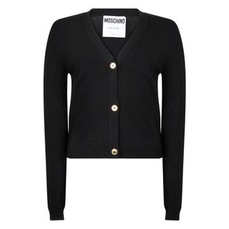 Moschino Klassischer schwarzer Cardigan mit zentralen Kn&ouml;pfen - - Knitwear - Damen - Schwarzk - L