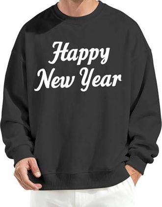Generic Sweat-shirt pour le r&eacute;veillon du Nouvel An - Col rond - Sweat graphique d&eacute;contract&eacute; pour homme - Hauts de vacances pour voyage, quotidien, streetwear,