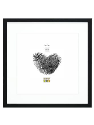Deknudt Frames Bilderrahmen mit Passepartout - Schwarz - S66KF2 P1 30x30cm f&uuml;r Bild 20x20cm - Bilderrahmen Holz MDF - Bilder aufh&auml;ngen oder ausstellen