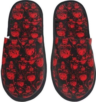 Generic Chaussons Femme Homme Imprim&eacute; Cr&acirc;nes Rouges Maison Chaussures Confort Doubl&eacute;es En Peluche Pantoufles DExt&eacute;rieur, Pour Int&eacute;rieur Ext&eacute;rieur, Femmes, Hom