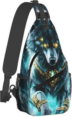 Generic Casual Sacoche Tactique Loup Cyan Lumi&egrave;re Froide Sacs &agrave; Bandouli&egrave;re Antivol Sac &agrave; Poitrine pour Cyclisme Homme Camping