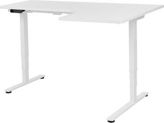 Beliani Beliani - Schreibtisch Rechts Wei&szlig; Melamin L-Form 160x59 cm mit Metallgestell Elektrisch H&ouml;henverstellbar B&uuml;ro Steh-Sitz-Tisch Stehtisch