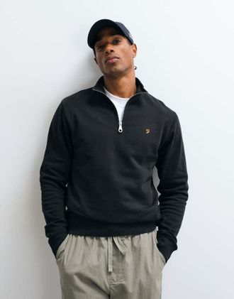 Farah Jim sweat-shirt &agrave; demi-zip avec logo noir