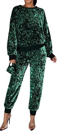 Generic Surv&ecirc;tement pour femme avec deux tenues - Fermeture &eacute;clair quart - Sweat surdimensionn&eacute; - Pantalon de surv&ecirc;tement &agrave; jambe large - Ensemble dautomne po