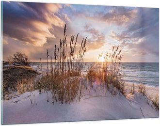 Arttor Wandbilder Dekoration Wohnzimmer Westen auf der Strand Bilder auf Glas 120x80cm Glasbild Schlafzimmer K&uuml;che Deko Wand Kunstdruck Art Gro&szlig; XXL Wanddeko