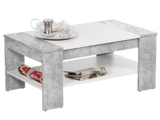 M&ouml;belando Couchtisch Wohnzimmertisch Sofatisch Beistelltisch Kaffeetisch Tisch Ariela I Beton/Wei&szlig;