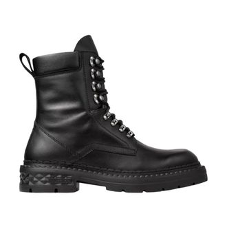 Jimmy Choo London Schwarze Lederstiefeletten mit Logo - - Shoes - Herren - Schwarzk - 42 EU