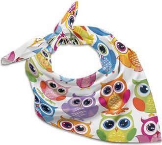 Generic Écharpe carrée en soie colorée avec hiboux - Écharpe légère - Écharpe mignonne pour cheveux - Respirant - Cadeau pour femme et homme, multicolore, 46x
