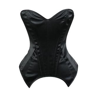 Generic Corset Femme Bustier Noir, Robe De Mari&eacute;e Avec Corset &Agrave; Cornes &Agrave; La Taille, Corsage Avec Baleines R&eacute;glables Et Bretelles Dos, Et Soutien-Gorge &Agrave; Queue