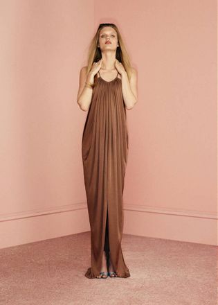 Mango Robe drap&eacute;e dos nu marron - Femme - XS - MANGO