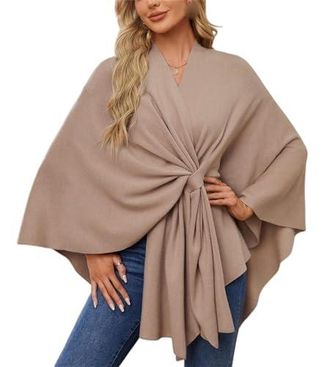Generic Poncho &eacute;l&eacute;gant doux ouvert sur le devant pour le printemps, lautomne et lhiver, camel, Taille unique