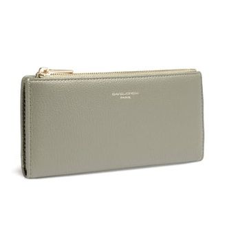 David Jones Portefeuille Compagnon Femme Simili Cuir - Porte-Cartes Long Porte-Monnaie Cuir synth&eacute;tique PU - Poche &agrave; Billets et Pi&egrave;ces - Gris