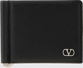Valentino Garavani Portefeuille &agrave; deux volets en cuir avec VLogo et pince &agrave; billets