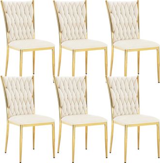 Woltu Esszimmerstühle 6er Set, Stühle Esszimmer, Samt Küchenstühle, Polsterstühle, Essstühle modern, Design Stühle, hohe Rückenlehne Metallbeine, 150 kg bel