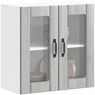 vidaXL Armoire murale de cuisine et porte en verre Lucca sonoma gris Vidaxl