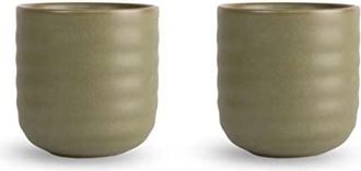 Sagaform Ellen Tassen-Set 2-teilig aus Steingut in der Farbe Grün 18cl, Maße: 7cm x 7cm x 7,5cm, 5018345