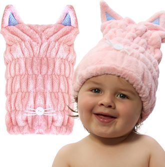 GLOV Haarturban Badetuch zum Trocknen Super Weich und Gem&uuml;tlich f&uuml;r Die Wasseraufnahme Nach dem Baden oder Pool Ideal f&uuml;r Die Kleinen Macht Die Badzeit Ric