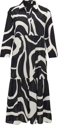 OPUS Damen Maxikleid | Hemdblusenkleid WERANO Flow A-Linie aus BCI Cotton Black, 42