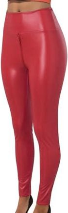Generic SAUTRV Legging en cuir synth&eacute;tique pour femme, legging taille haute pour femme, pantalon de yoga taille haute, pantalon aspect cuir pour femme, coupe 