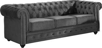 Vente-Unique Sofa 3-Sitzer - Samt - Anthrazit - Chesterfield