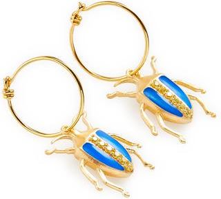 Ileana Makri Boucles doreille pendentif scarab&eacute;e