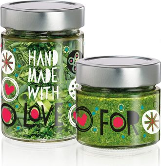 Ritzenhoff Ritzenhoff Little Delights Feinkostgläserset, Glas, schwarz/weiß/blau/rosa, 7.3 cm, 2-Einheiten