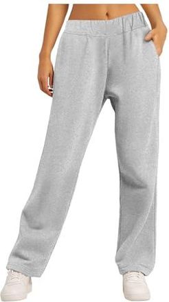 Generic Pantalon Jogging Femme D&eacute;contract&eacute; Jambe Large Polaire Pantalon de Surv&ecirc;tement Taille Elastique Confortable Ample 2026 Automne Hiver Sweatpants avec P