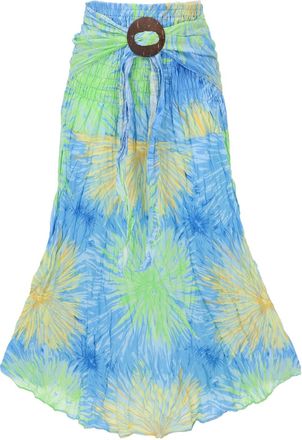 Guru Shop Boho Sommerrock, Maxirock Hippie Chic, Wandelbares Sommerkleid, Strandkleid - Blau/grün, Damen, Synthetisch