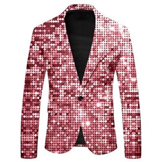 Generic Veste pour homme, aspect paillet&eacute;, impression 3D, ciel &eacute;toil&eacute;, rayures, blazer, carnaval, f&ecirc;te, veste slim fit un bouton, veste de costume pour carnav